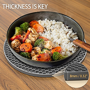 Ultra Thick 8mm Silicone Trivets for Hot Dishes Pots and Pans, Silicone Trivet Mat Hot Plates to Protect Table, Silicone Hot Pads for Kitchen Counter, Pot Holders, Grey Trivet Set of 5