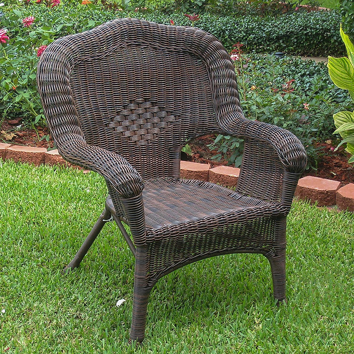 International Caravan Furniture Piece Camelback Resin Wicker Patio Chairs (Set of 2)