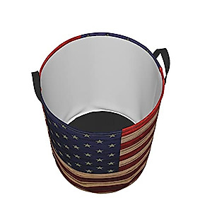 Foruidea American Flag Reclaimed Wood Laundry Basket,Laundry Hamper,Collapsible Storage Bin,Oxford Fabric Clothes Baskets,Nursery Hamper For Home,Office,Dorm,Gift Basket