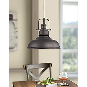 zeyu Farmhouse Pendant Light, 1-Light Industrial Hanging Light Fixture 11-inch, Oil Rubbed Bronze Finish, 016-1 ORB