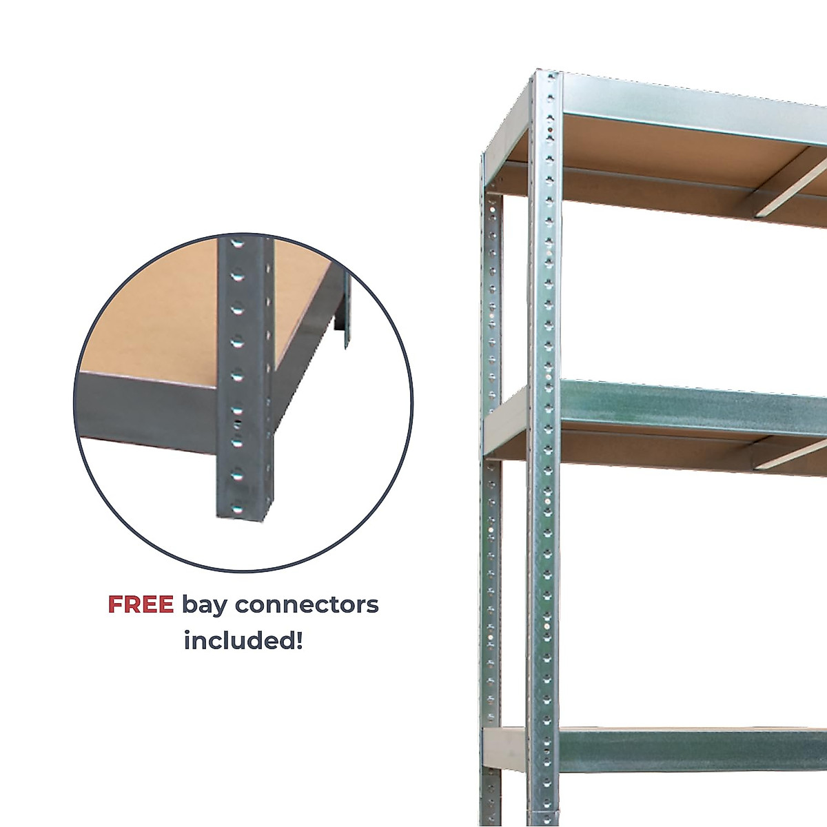 Garage Shelving Units - 71" H x 47" L x 16" W - Heavy Duty Racking - Shelves for Storage -1 Bay - Galvanised - 5 Tier - 2000LB Capacity (400LB Per Shelf) - Workshop, Shed, Office - 5 Year Warranty