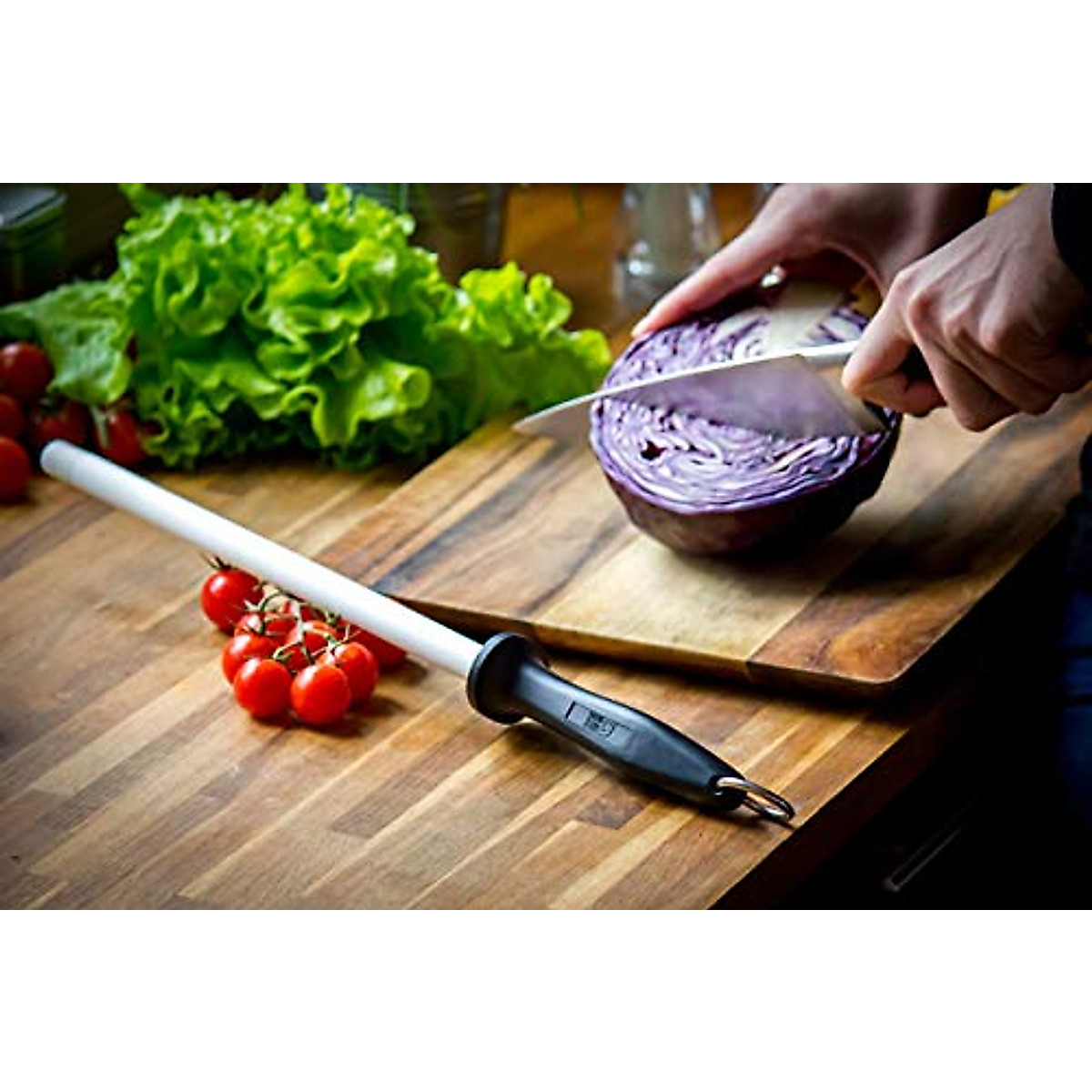 Green Elephant Ceramic Sharpening Rod, Lightweight & Highly Durable 11-Inch Shatterproof Ceramic Honing Rod For Professional Chefs and Home Cooks