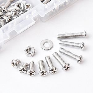 VIGRUE 810 Pcs M4 x 4/6/8/10/12/14/16/18/20 mm Screw Assortment Kit 304 Stainless Steel Machine Screws Phillips Pan Head Screws Bolts Nuts Lock Flat Washers with Storage Box