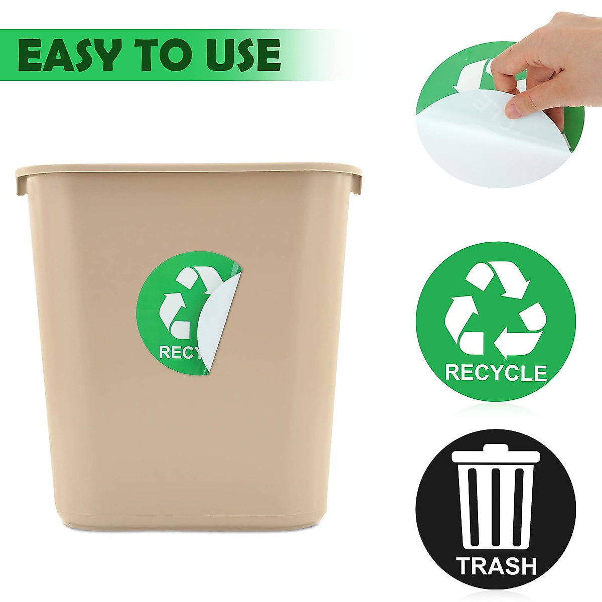 8 Pcs Recycle Sticker for Trash Can Large Trash Sticker Sign Recycling Sticker Self-Adhesive Vinyl Garbage Trash Recycle Stickers Recycling Signs Recycle Decals for Trash Can Home Office Bars
