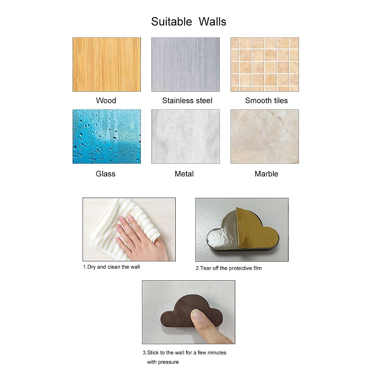 Powerful Magnetic Knife Strip,Cloud Shape Knife Holder/Key Holder for Home Kitchen & Wall Decor,Made from Solid Wood, 4pcs with Strong 3M Double-sided Tape Easy Setting (4)