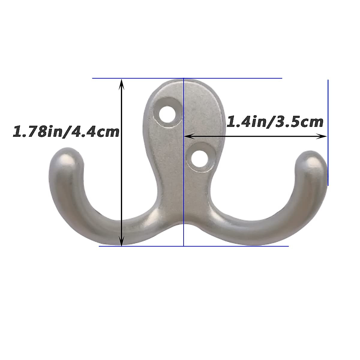 MsBong 10pcs Coat Hooks Hardware, Wall Hooks Heavy Duty Hooks for Hanging Coats Double No Rust Hooks Wall Mounted for Key, Towel, Bags, Cup, Hat (Silvery)