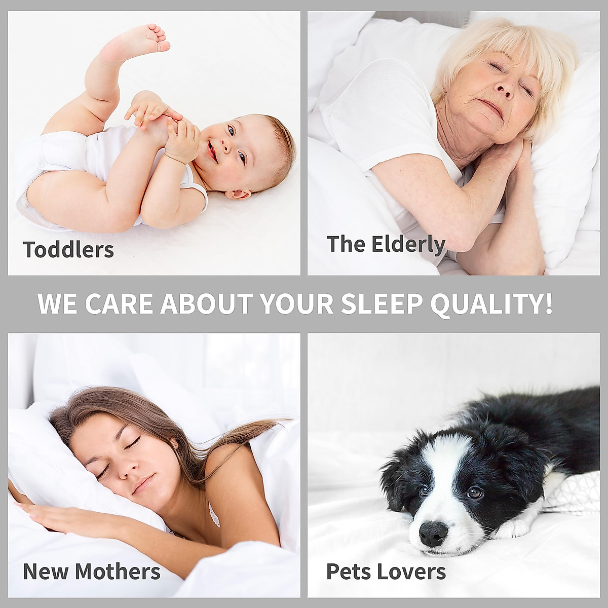 SONIVE Waterproof Mattress Pad - Quilted Fitted Mattress Topper, Soft and Breathable Mattress Protector, Fluffy Pillow Top Mattress Cover(Grey, Queen)