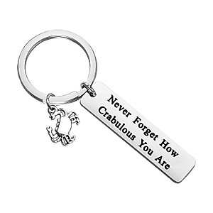 ENSIANTH Crab Keychain Crab Lover Gift Never Forget How Crabulous You are Keychain Crab Jewelry for BFF Traveler Gift (never Crab Key)