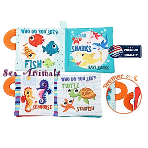 Baby Books Toys Gifts, Touch and Feel Cloth Crinkle Books for Babies,Infant Toddler Baby 0-3-6-12-18 Months,Early Learning Toys 6 to 12 Months 1-2 Years Old,Christmas Shower Gift for Boys Girls,8 PCS