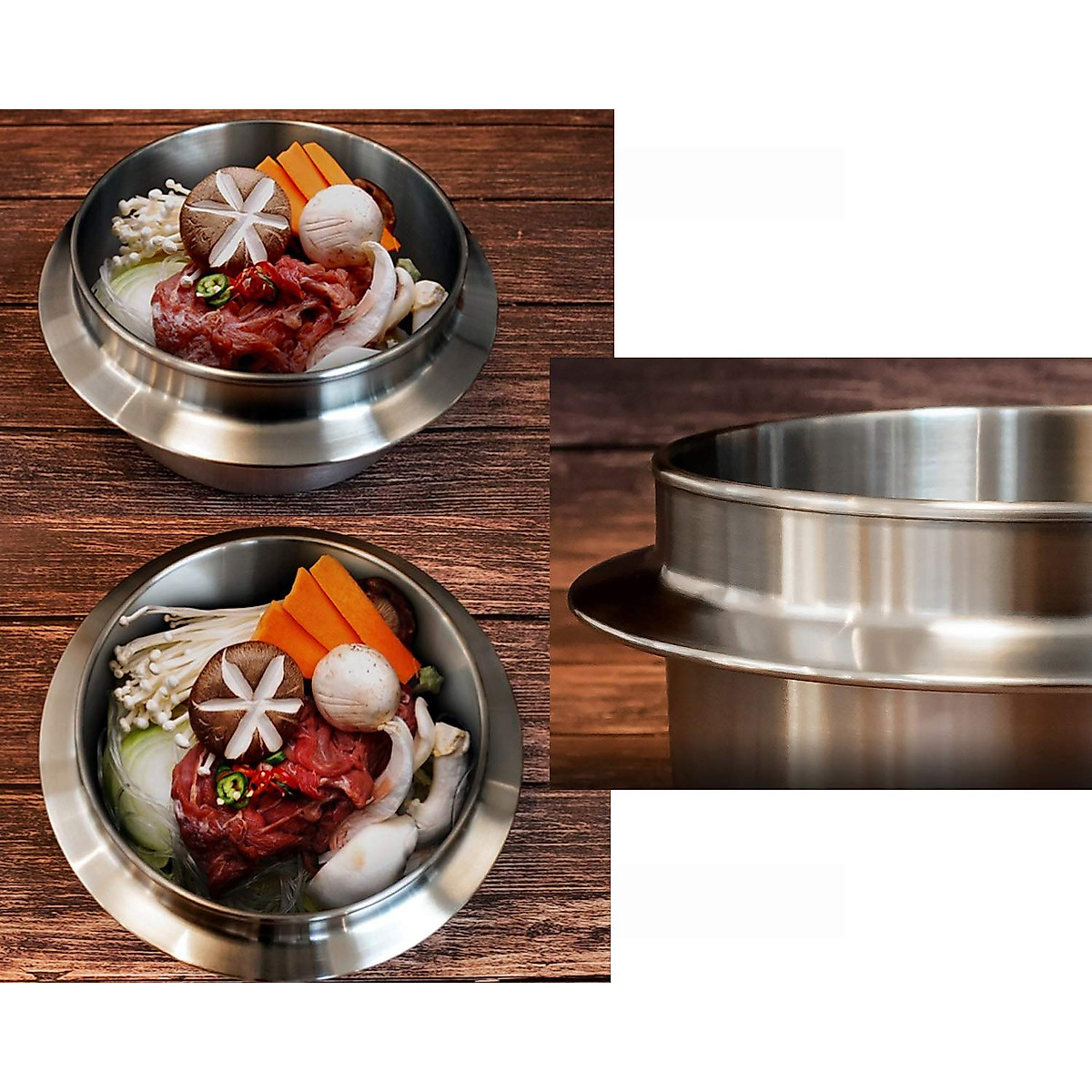 Bella cuisine Korean Earthen Pot(TTukbaegi), Stainless Steel Stock Pot with Lid Enable Induction, Cooking Pot HEALTHY COOKWARE Stockpots