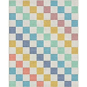 Well Woven Apollo Flatwoven Modern Squares Multi Blue 7'10" x 9'10" Area Rug