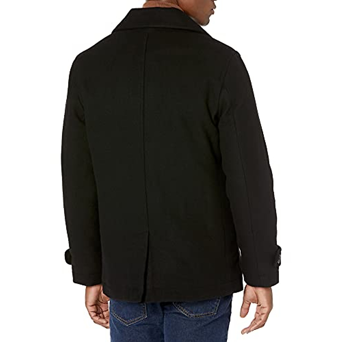 Amazon Essentials Men's Double-Breasted Heavyweight Wool Blend Peacoat, Black, XX-Large