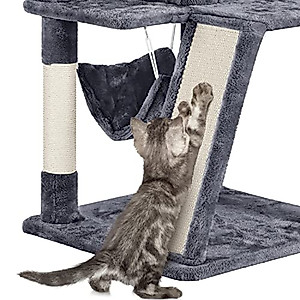 Yaheetech Cat Tree Cat Tower, 40-Inch Cat Condo with Oversized Soft Platform, Scratching Board, Basket and Hammock, Cat Furniture for Kittens Cats Pets, Dark Gray