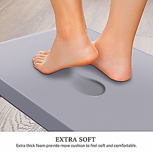 WISELIFE Cushioned Anti-Fatigue Kitchen Floor Rug,17.3"x28",Non Slip Waterproof Kitchen Rugs Heavy Duty PVC Ergonomic Comfort Mat for Office, Sink, Laundry,Grey