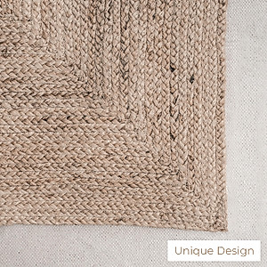 RAJRANG Large Jute Rug 8'x 10' - Natural Handwoven Reversible Braided Rectangle Area Rugs