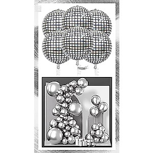 PartyWoo Metallic Silver Balloons 100 pcs and Disco Silver Foil Balloons 6 pcs