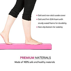 ZELUS 8' Folding Gymnastics Balance Beam, Floor Balance Beam w/Carry Handles Anti-Slip Base, Beginners & Professional Gymnasts (8 ft, Pink)