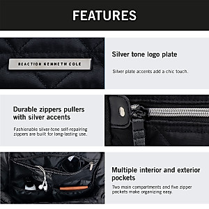Kenneth Cole REACTION Women's Emma 15" Laptop Bag Computer Bookbag for Work, School, College, Nurse, Travel Daypack Purse Backpack, Black Diamond