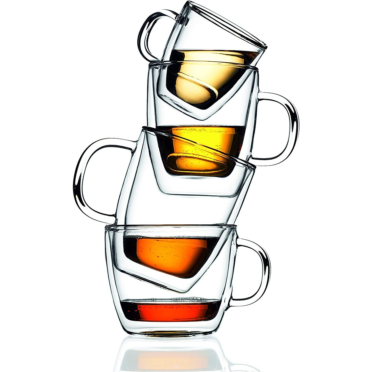 Bodum Bistro Double Wall Thermo-Glasses Coffee Mug Set, 15 Ounce, Clear (4-pack)