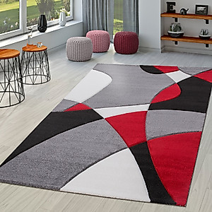 Paco Home Modern Area Rug with Artful Pattern in Red Black Grey, Size: 2'8" x 4'11"