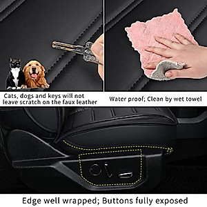 LUCKYMAN CLUB F150 Faux Leather Seat Covers, fit for 2015-2024 F150 SuperCrew, and 2017-2024 F250 F350 F450 Super Duty Crew Cab(Full Set, Black)