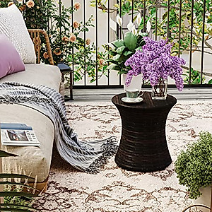 Sundale Outdoor Small Side Table Patio Rattan End Table 20 Inch Hourglass Wicker Accent Tables Steel Frame Lightweight Brown Mesa Auxiliar pequeña Mesa Auxiliar de ratán marrón