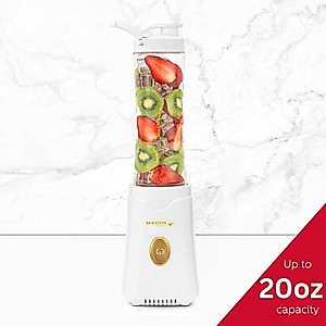 Holstein Housewares Personal Blender - Creamily Smooth Shakes and Smoothies, BPA-Free 20oz To-Go Cups, Golden Elegance Design, 250W