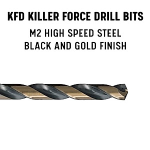 Drill America #7 High Speed Steel Black & Gold KFD Split Point Drill Bit (Pack of 12), KFD Series - KFD7P12