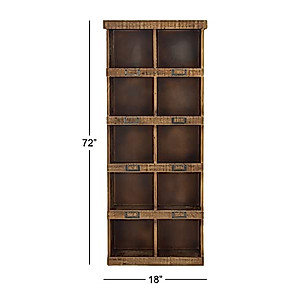 Deco 79 Wood 8 Cubbies Wall Shelf, 18" x 7" x 42", Brown
