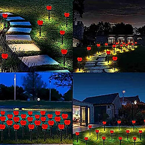 Solar Heart Light, Valentine's Day Outdoor Decorations Lights, Solar Lights LED Stakes Outdoor Red Heart-Shaped Light Garden Decor Atmosphere Light Ground Inserting Waterproof Lamp