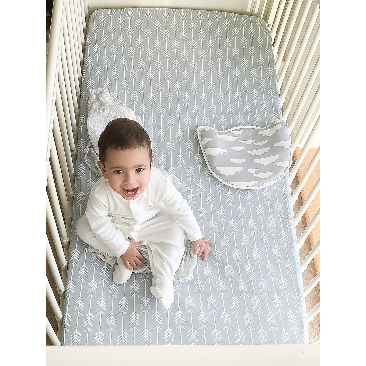 Pack n Play Sheets – Premium Pack and Play Sheets 4 Pack – 100% Super Soft Jersey Knit Cotton Playard Mattress Sheets – Portable Playpen Fitted Play Yard Mini Crib Sheet for Boy & Girl (24 x 38 x 5)