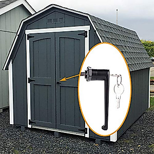 HauSun Shed Door Handle Lock Kit 4-1/2" L Handle with 2 Keys and 2 Screws, 4-1/2" Stem for Shed, Gate, Barn, Garage, Playhouse, Chicken Coop Door Lock and More, Black (L Handle)