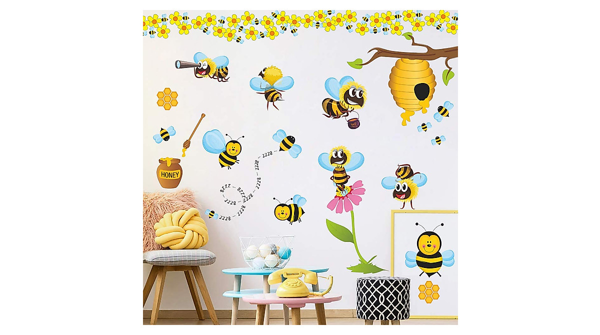 Cute 3D Bee Wall Decals for Kids' Rooms Decor