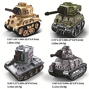 Ai-Fun 4PCS Mini Tank Pull Back Tank Model Toy Military Toy Vehicle for Kids (Solid Color)