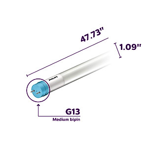 Philips LED InstantFit 4-Foot T8 Tube Light Bulb 1800-Lumen, Cool White (4000K), 16W=32W, Medium Bi-Pin G13 Base, 8-Pack