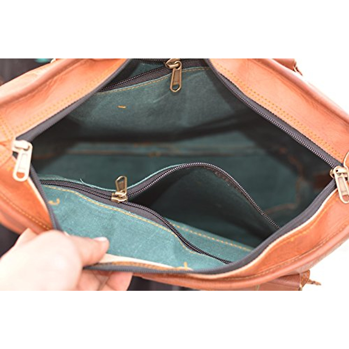 Handmade Women Vintage Style Real Leather Shoulder Shoppers Bag Purse 16” Brown