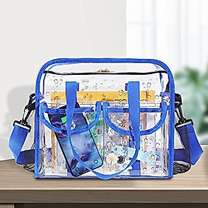 MOFASVIGI Clear Bag Stadium Approved, Waterproof Roomy Transparent Bag, PVC Lightweight Tote Bags for Work, Concerts, Stadium, Men, Women Clear Bag 12x6x12
