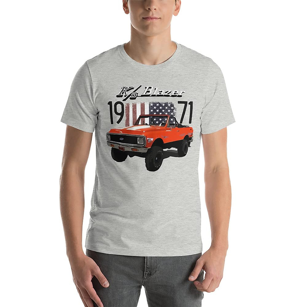 1971 Chevy Blazer K5 American Patriotic Short-Sleeve Unisex T-Shirt Sport Grey
