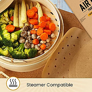 9″ Steamer Paper, Air Fryer Round Parchment Paper Liners – 220pcs Unbleached Bamboo Steamer Liners – Easy Cleanup, Will Not Burn or Curl, Non-Toxic & Convenient Packaging by Baker’s Signature