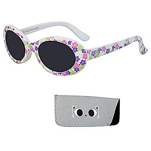 Optix 55 Baby Sunglasses, 100% UV Protection Infants & Toddlers Sunglasses, Smoked Lenses Reduces Glare for Ages 0-12 Month to 3 Years - Rubber Injected Frame with Matching Pouch (White, Smoked)