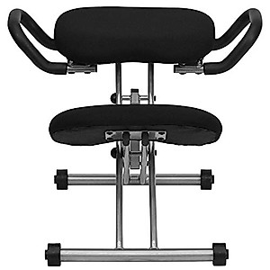 EMMA + OLIVER Ergonomic Kneeling Office Chair with Handles in Black Fabric