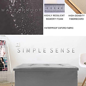 BRIAN & DANY 30" Faux Leather Folding Storage Ottoman Bench, Perfect Toy and Shoe Chest, Foot Rest,Coffee Table,Folding Bench Chest with Cover (Grey)