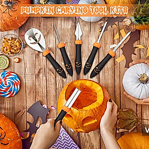 Sakmilu Halloween Pumpkin Carving Kit - 6 Pcs Pumpkin Carving Tools Stainless Steel with Stencils Storeage Bag for Halloween Decoration Jack-O-Lanterns