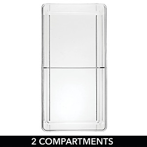 mDesign Plastic Craft & Sewing Storage Organizer Bin Box - 2 Divided Sections - Holder for Holds Paint, Colored Pencils, Glitter, Stickers, Glue, Yarn - 4 Pack + 24 Adhesive Labels - Clear