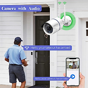 (2-Antenna Signal Enhance & 100 ft Super Night Vision) Outdoor Wireless Security 3.0MP IP Camera System, WiFi Surveillance Video 5MP 8-Channel NVR, 4pcs