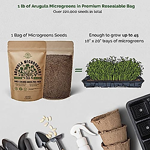 Arugula Sprouting & Microgreens Seeds - Non-GMO, Heirloom Sprout Seeds Kit in Bulk 1lb Resealable Bag for Planting & Growing Microgreens in Soil, Coconut Coir, Garden, Aerogarden & Hydroponic System.