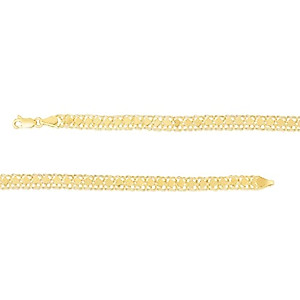 Floreo 10k Yellow Gold Small Mirror Heart Charms on Double Link Bracelet, 7 inch