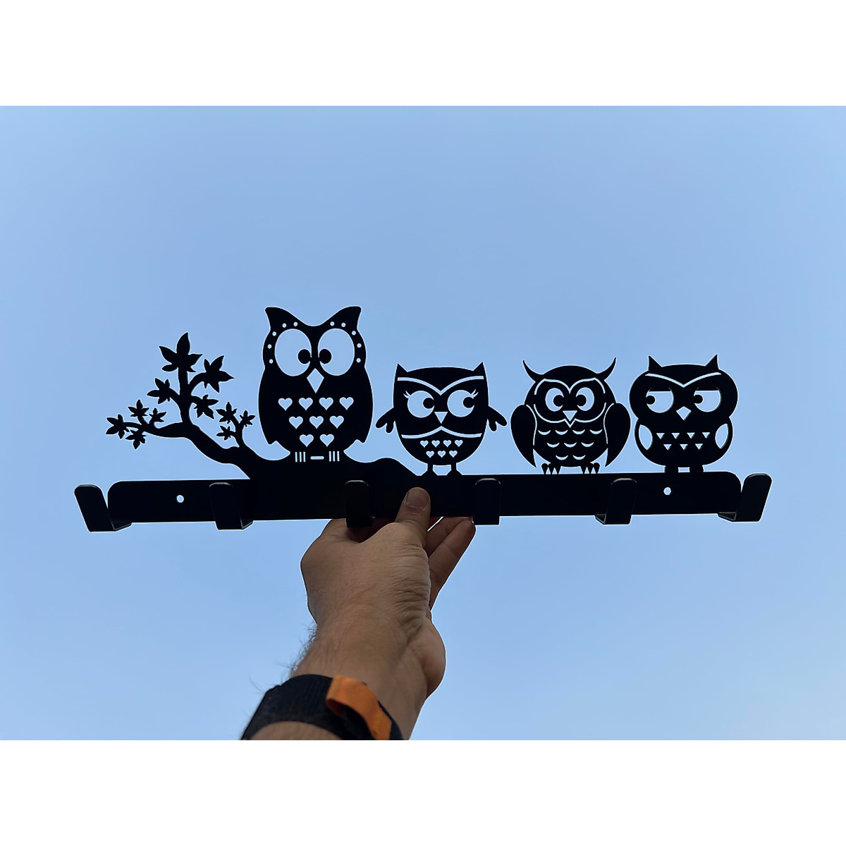 HeavenlyKraft Home Coat Hooks Wall Mounted 6 Hooks, Entryway Organizer, Modern Coat Hooks for Wall Mounting, Towel & Robe Rack Heavy Duty. (OWL Family Coat Hooks)