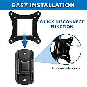 Mount-It! MI-2829 Small TV Monitor Wall Mount | RV TV Mount | VESA Wall Mount | Fits 19 20 21 22 23 24 25 27 32 Inch Screens | 75 100 VESA Compatible | Low-Profile Slim Design | 44lb Capacity