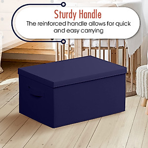 Ornavo Home 3 Pack Collapsible Storage Bins with Lid, Foldable Fabric Shelf Storage Basket Closet Organizer and Large Storage Box for Clothes with Handles, 16.5 x 11.5 x 7.5, Beige